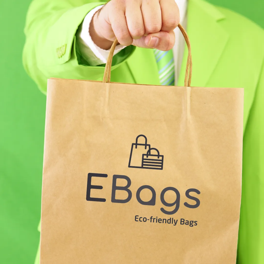 Paquete 500 unidades de funda kraft 28x28x21 con logo. - Ebags